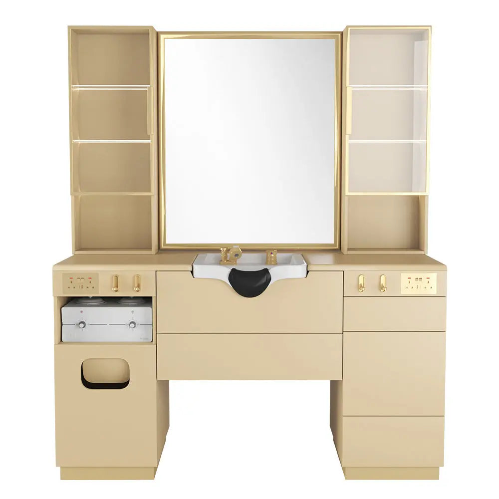 Barber Unit with LED Mirror and Wash Basin